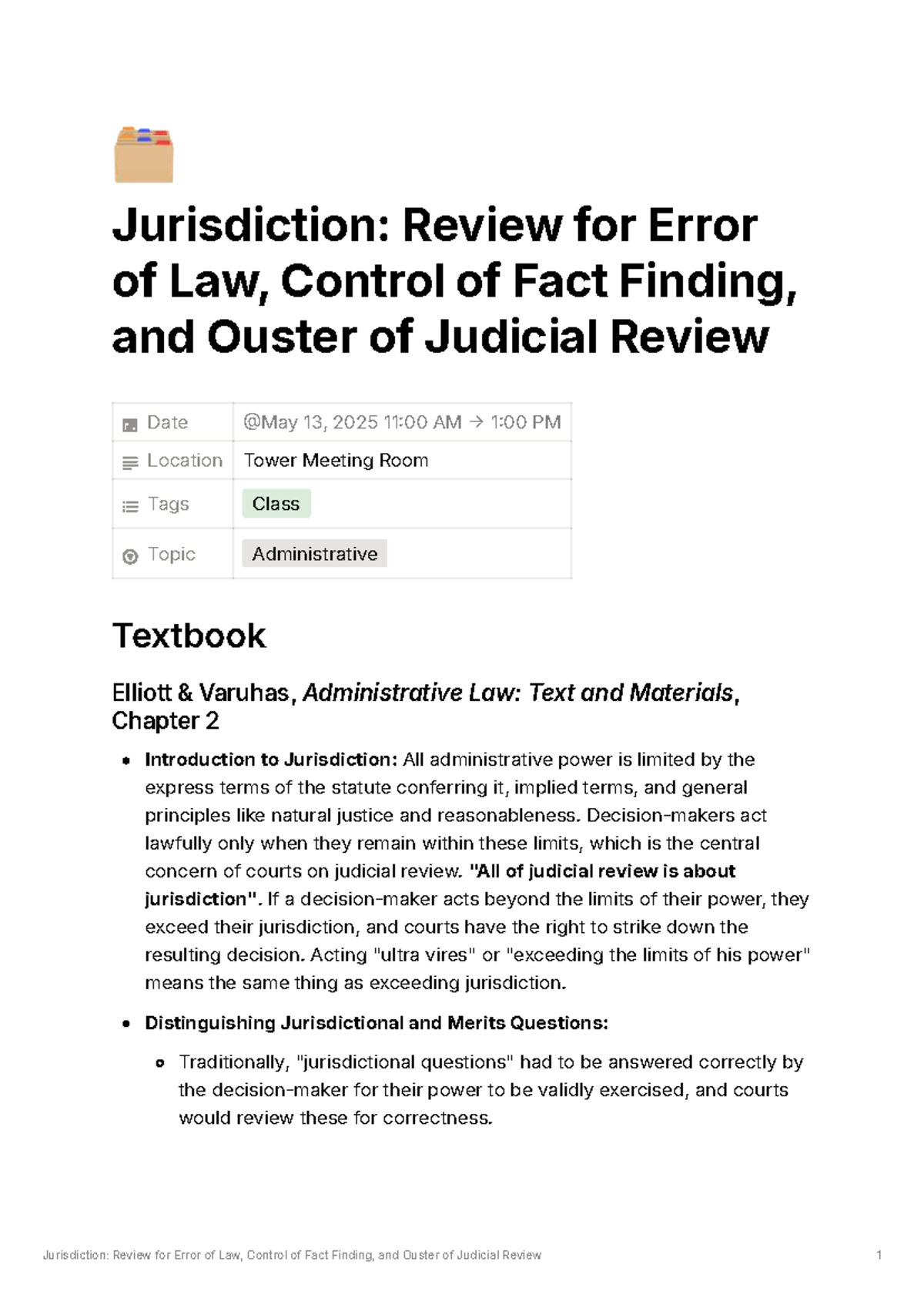 Jurisdiction: Review for Error of Law & Control of Fact Finding (LAW ...