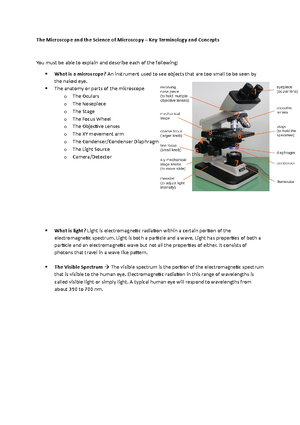 Microscope Questions - Lab 3 - PRE-LAB QUESTIONS Of the four major ...