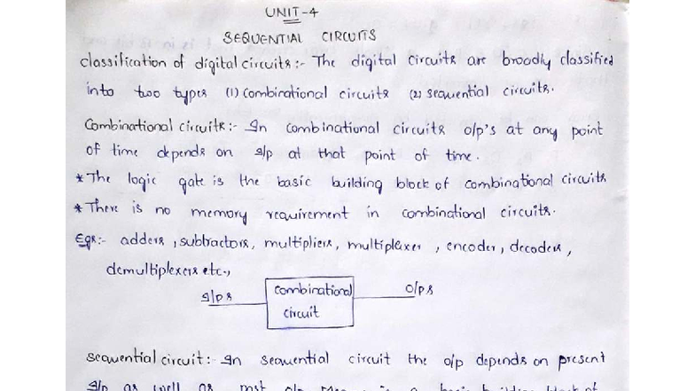 SEQUENTIAL CIRCUITS Classification and Differences - DE&MP UNIT-III ...