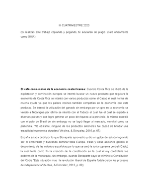 [Solved] resumen primera etapa de 1821 a 1824 en costa rica - Historia ...