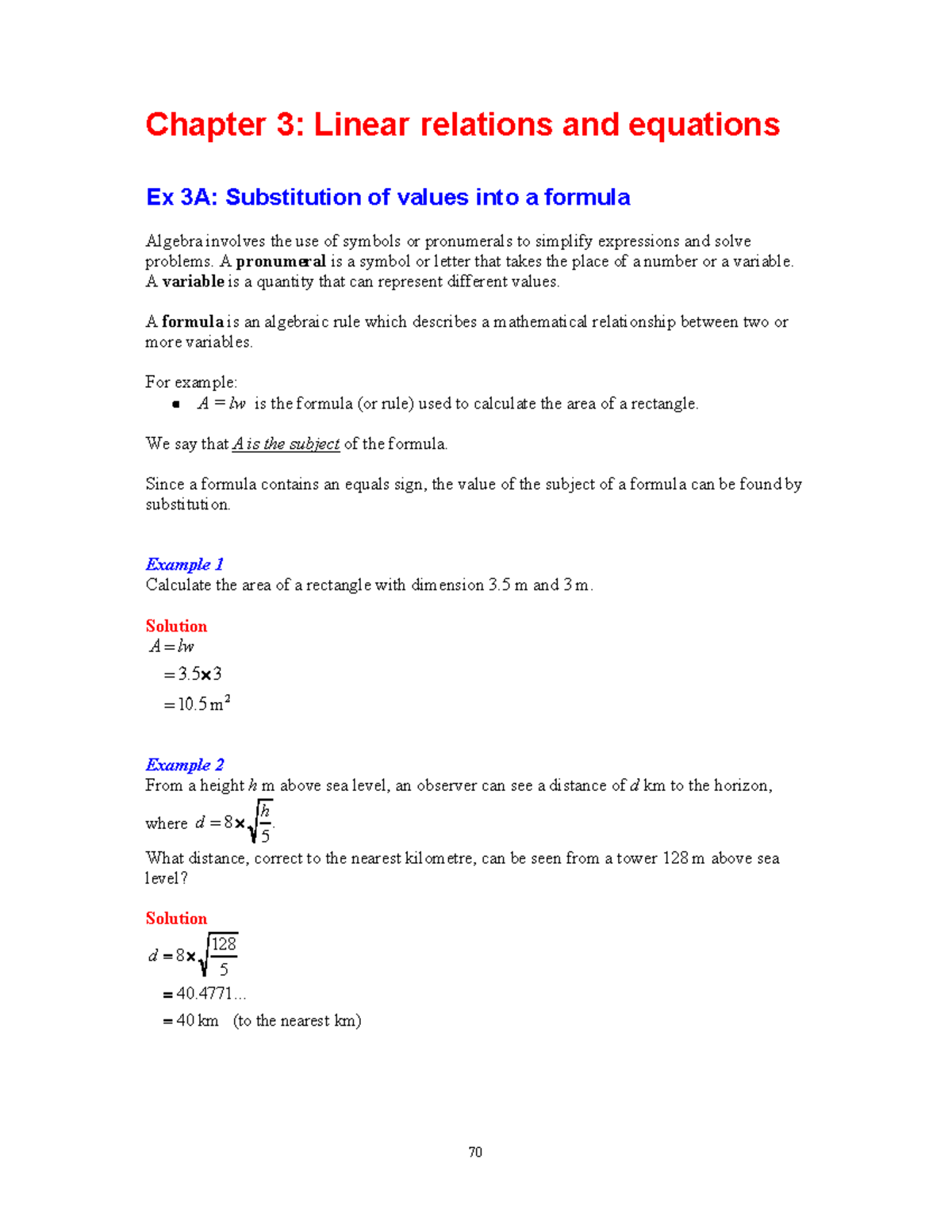 Linear Notes: Chapter 3 - Linear Relations & Equations (Ex 3A-3L) - Studocu