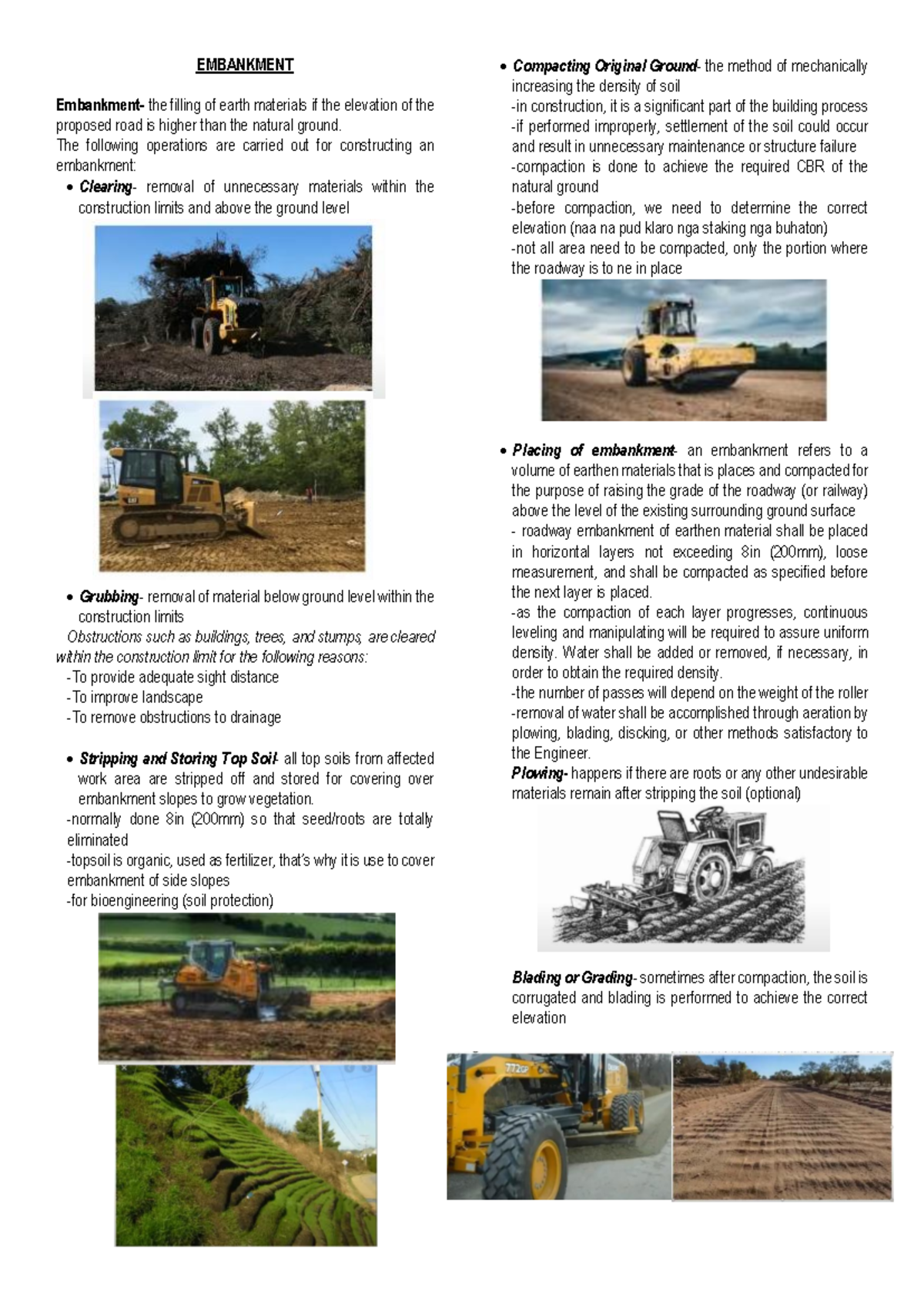 Embankment Construction: Key Steps and Operations Guide - Studocu