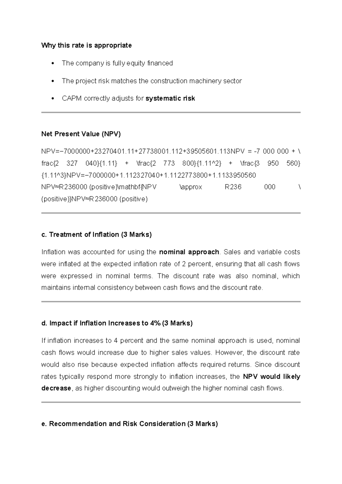 FIN4802 2023: Project Evaluation & Inflation Impact Analysis - Studocu