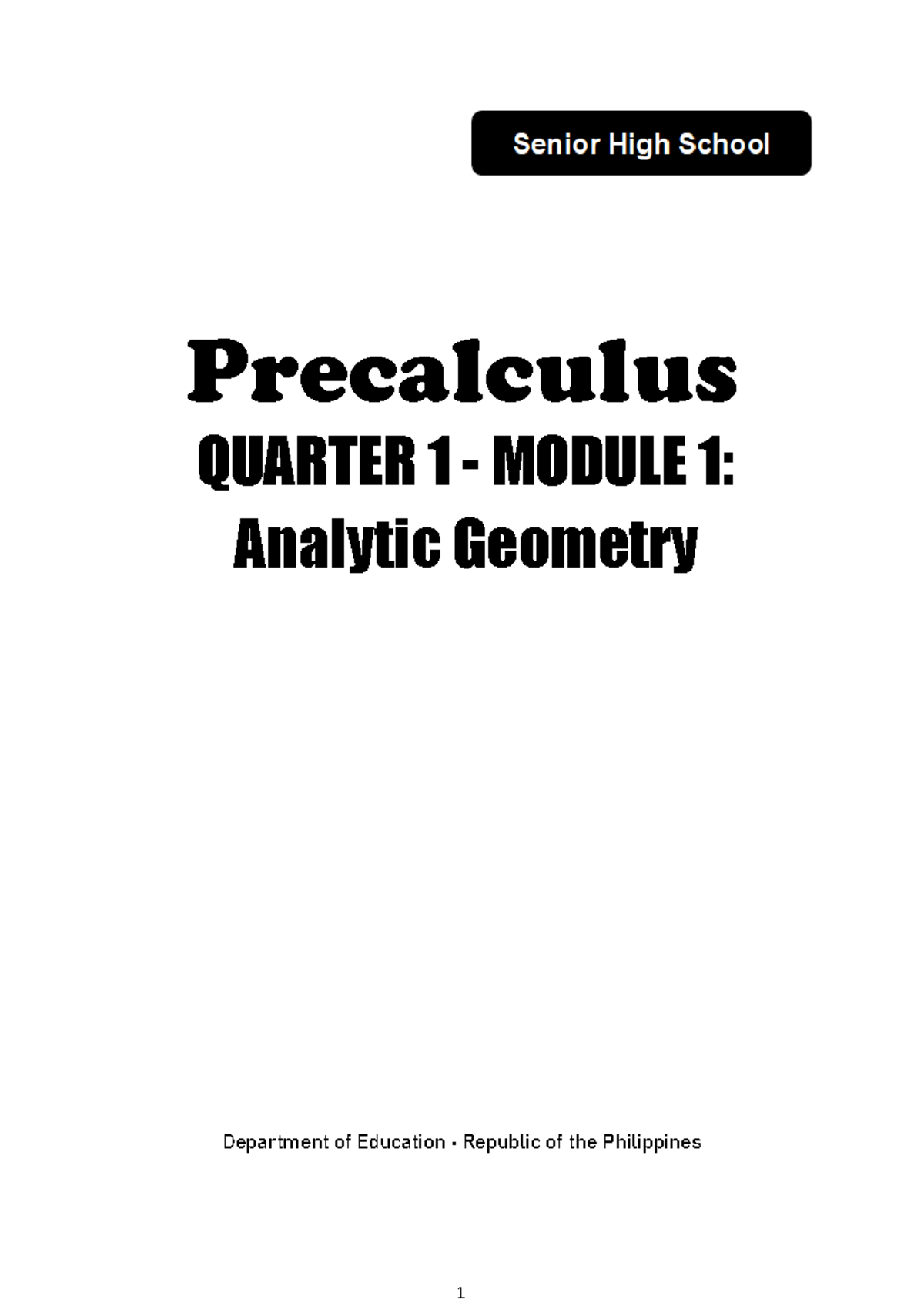 Precalculus 1 (STEM_PC11AG): Practice Test on Conic Sections - Studocu