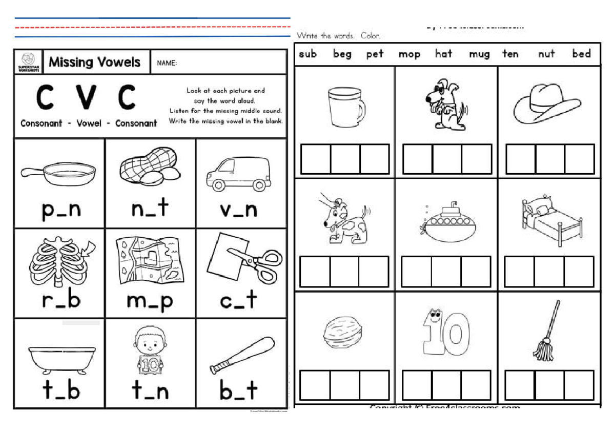 CVC Reading Practice - Missing Vowel Exercises - Studocu
