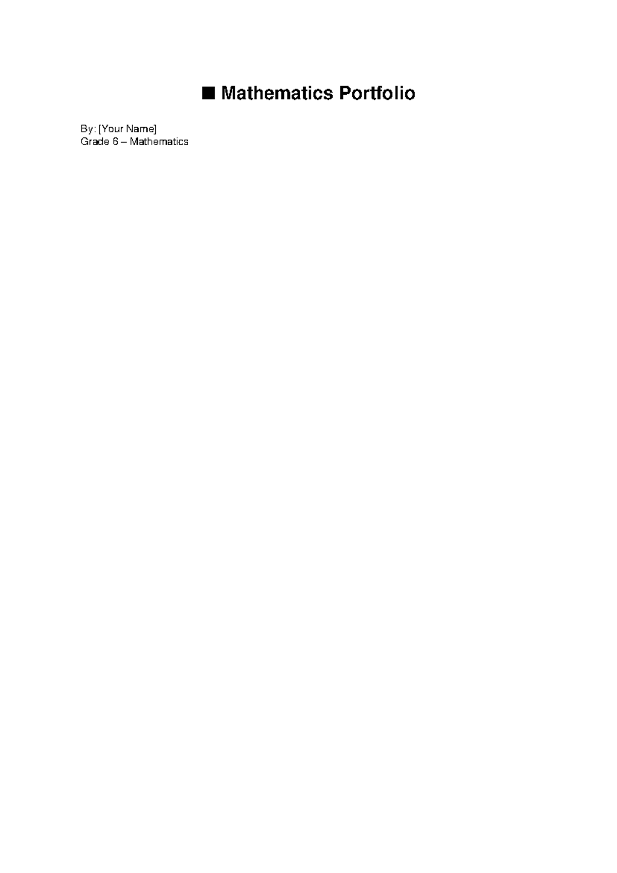Mathematics Portfolio: Grade 6 Math Concepts and Reflections - Studocu