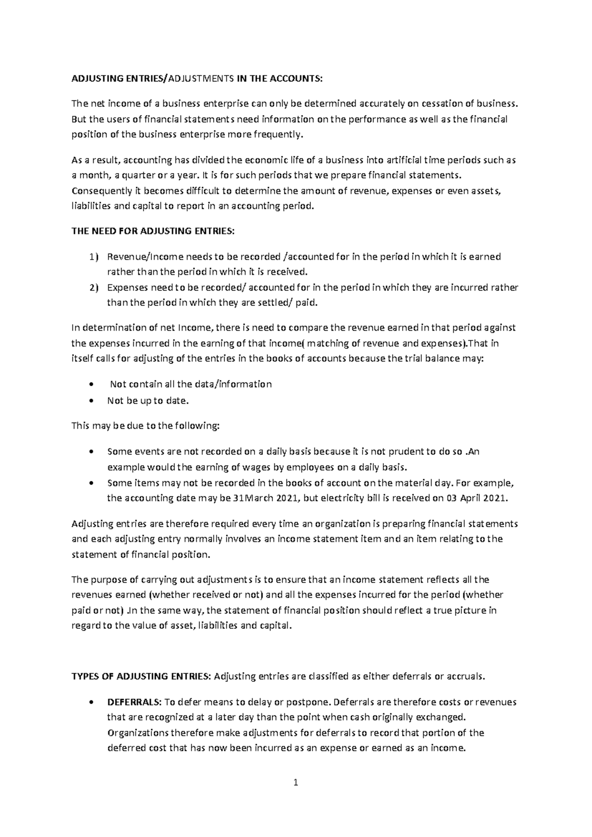 Adjusting Entries: Practice Questions for ACC 101 Final Exam - Studocu