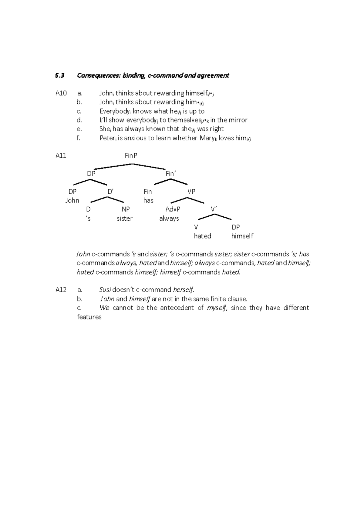 Keys-9: Intro to Frontiers in Linguistics - Binding & Agreement A10-A12 ...