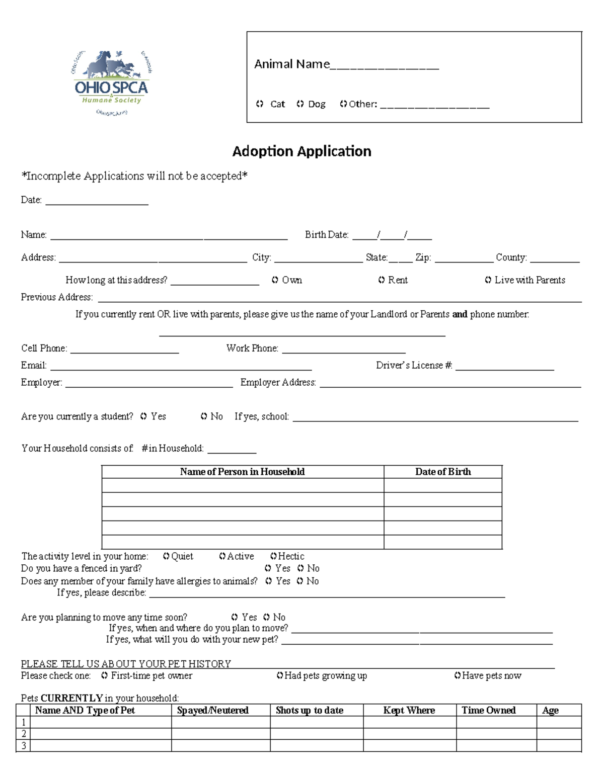 2022 Adoption Application - Adoption Application Incomplete ...