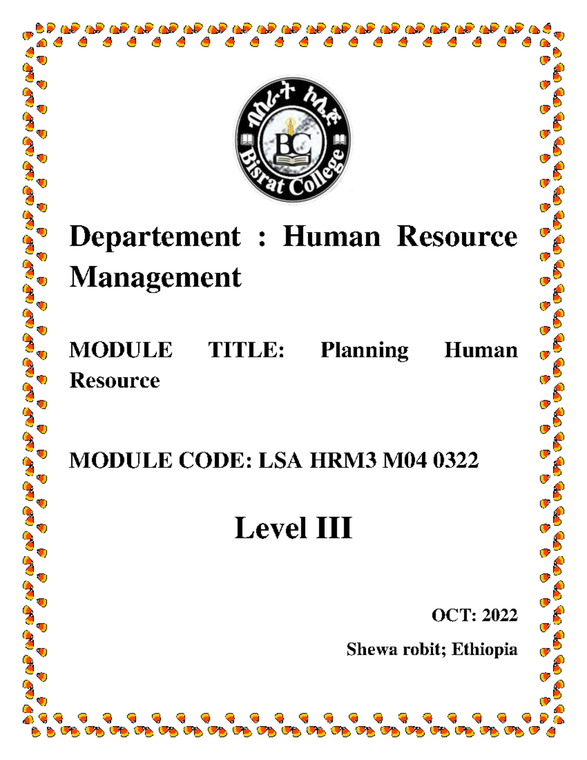 Planning Human Resource Management: LSA HRM3 M04 0322 Module Guide ...