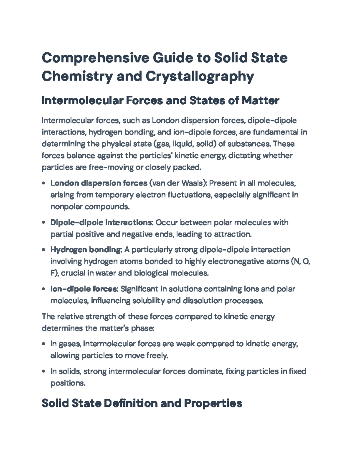 Comprehensive Overview of Solid State Chem & Crystallography (CHEM 101) - Studocu
