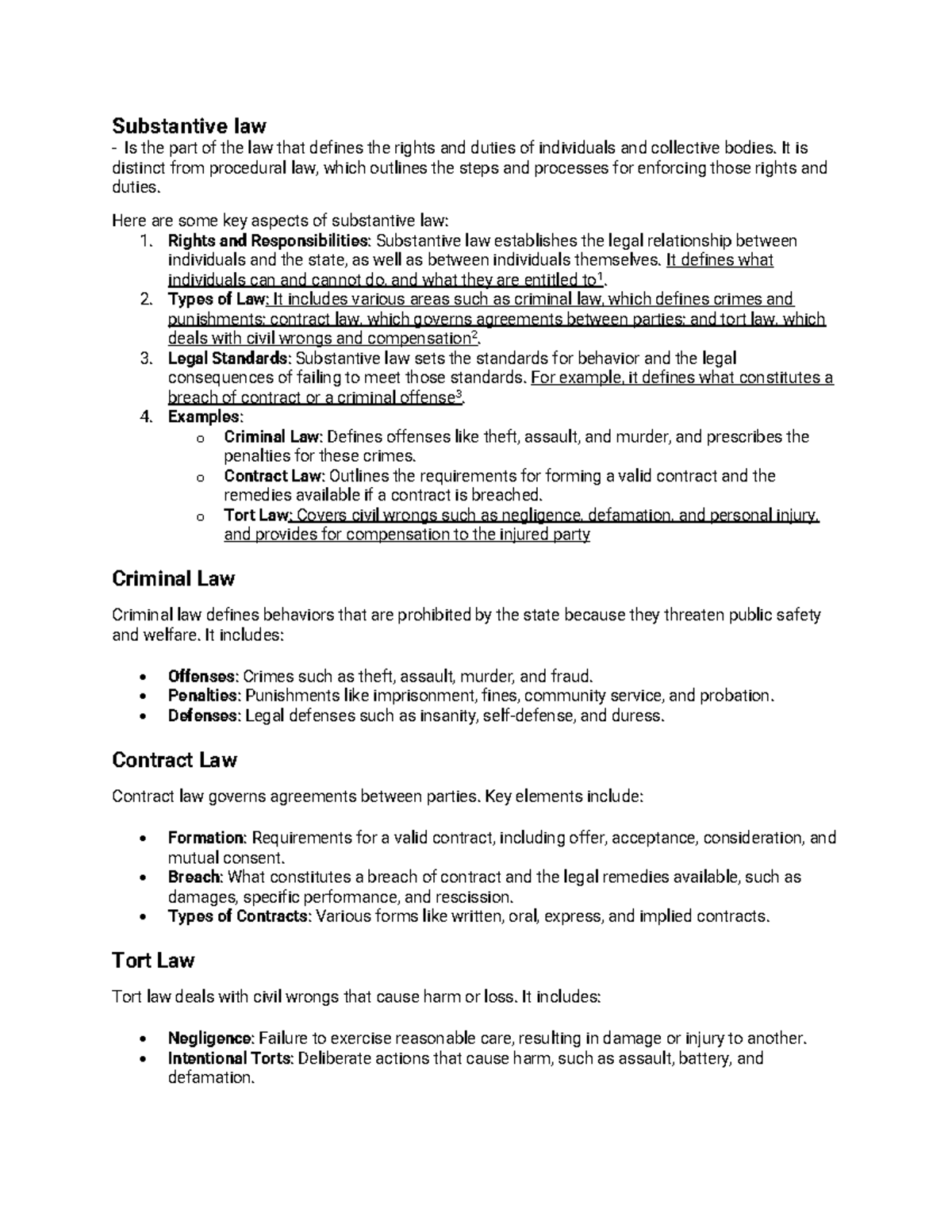 Substantive Law Overview: Key Areas and Principles of Legal Framework ...