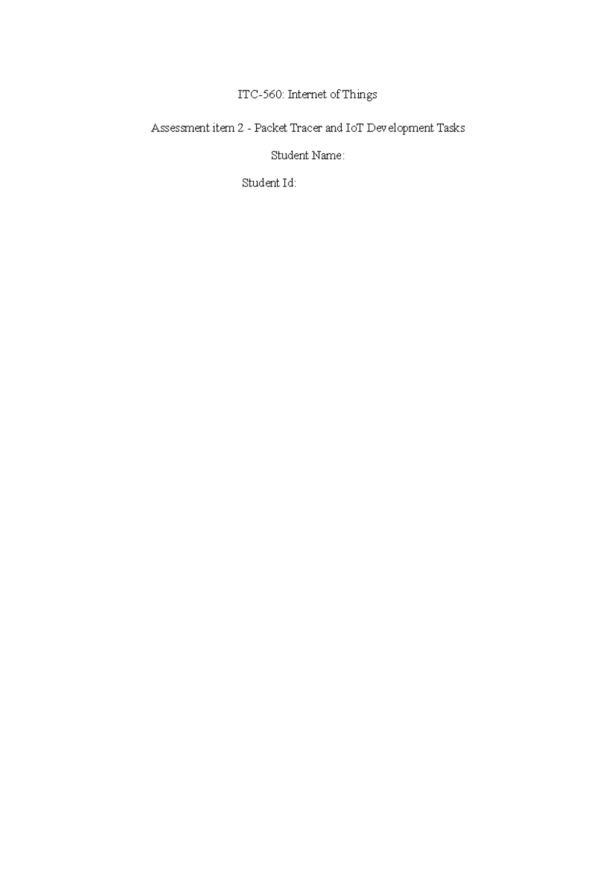 ITC560 A2 - ITC-560: Internet of Things Assessment item 2 - Packet ...