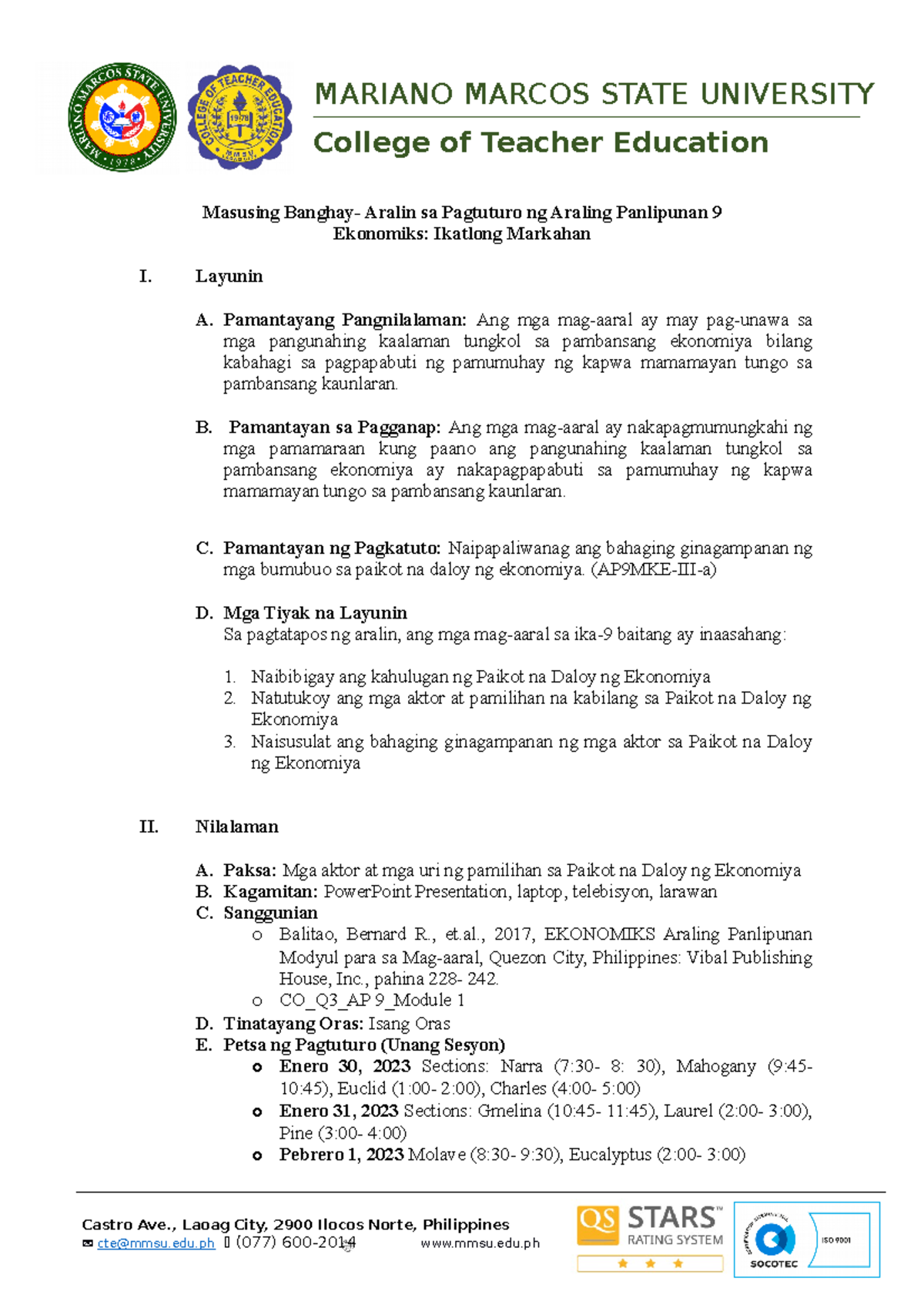 1 Lesson Plan on Paikot na Daloy ng Ekonomiya (AP9MKE-III-a) - Studocu