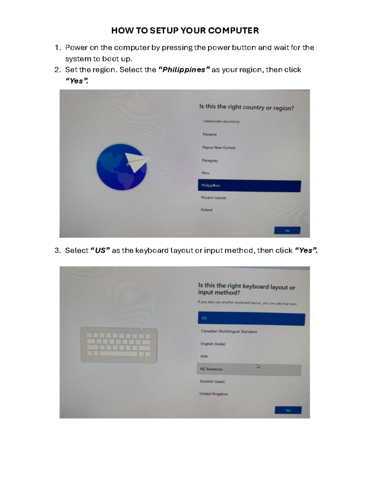 Computer Setup Guide: Step-by-Step Instructions - Studocu