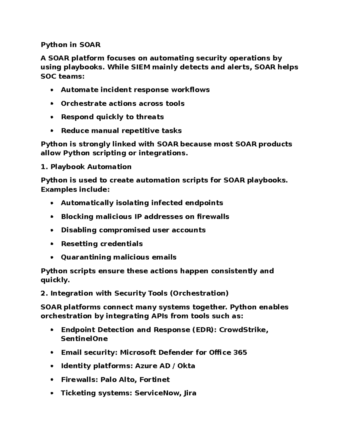 Python in SOAR: Automating Security Operations and Playbooks - Studocu