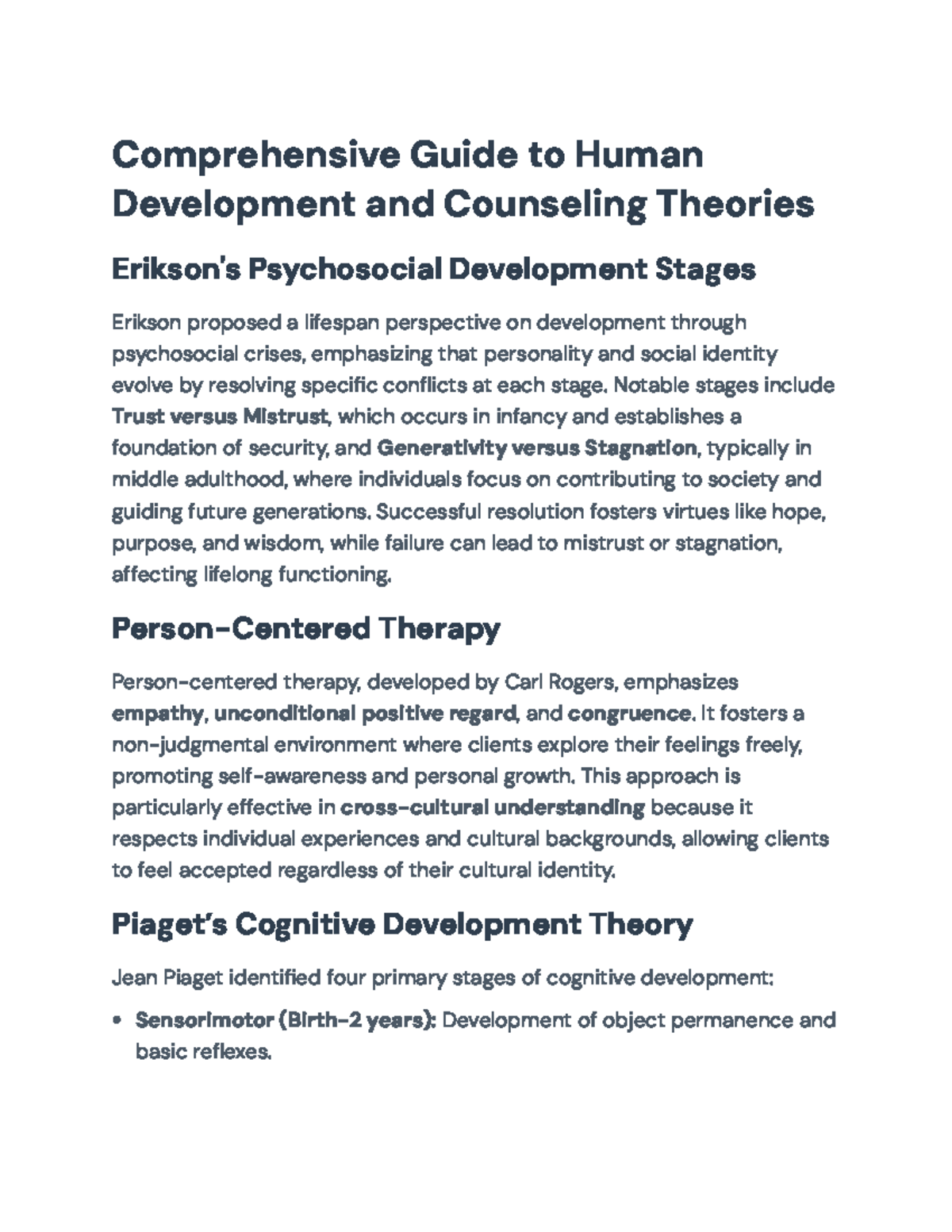 Comprehensive Guide to Human Development Theories (PSY 101) - Studocu