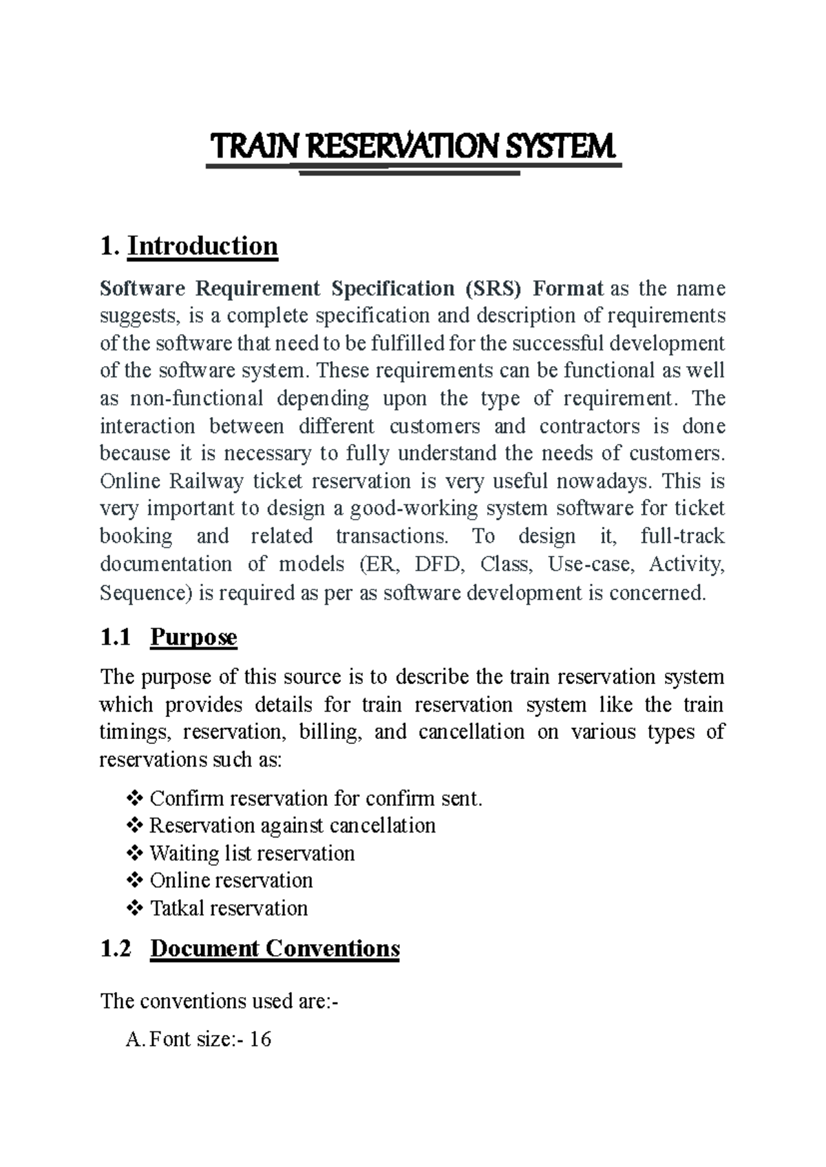 SRS for Train Reservation System (DOC-20250914-WA0010) - Studocu