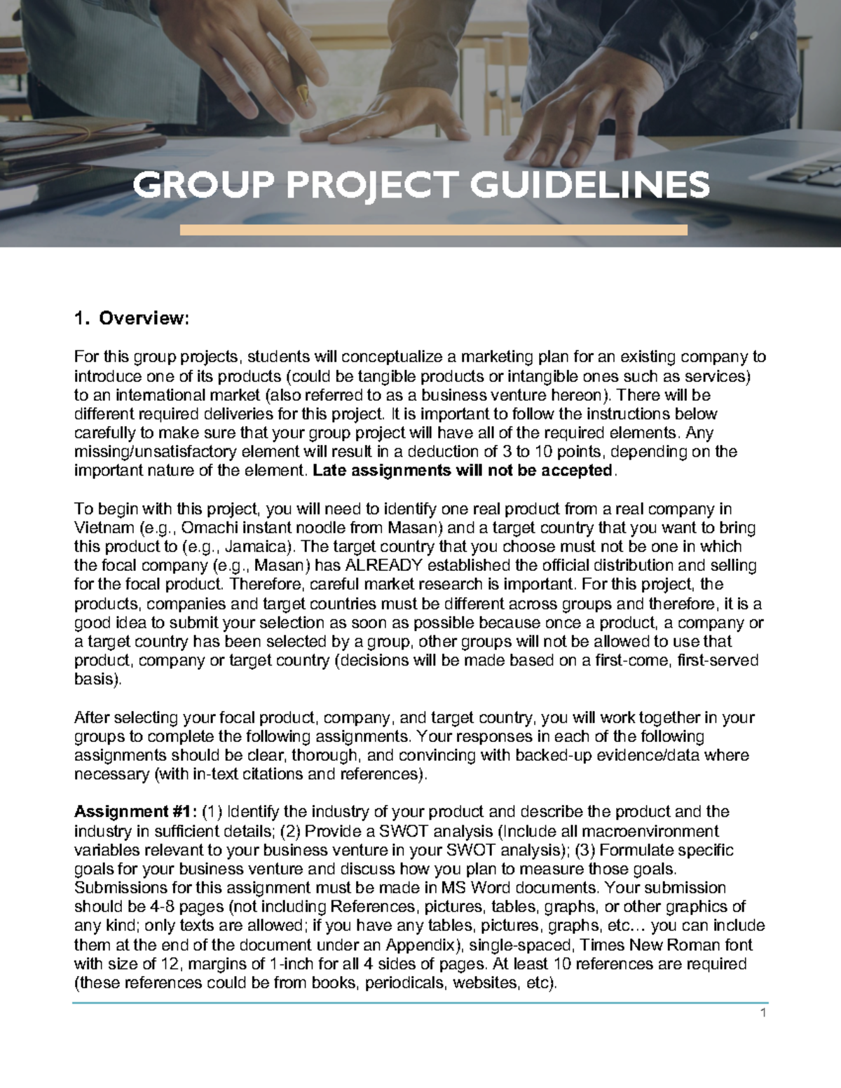 Group-Project-Guidelines MKT-4468 Summer 24-1 - 1 GROUP PROJECT GUIDELINES MKT 4468 1. Overview ...