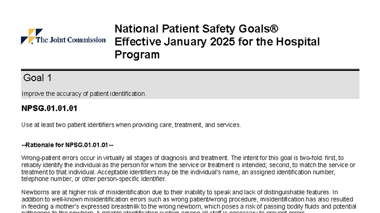 Hap npsg chapter 2025 - tarea - Effective January 2025 for the Hospital ...