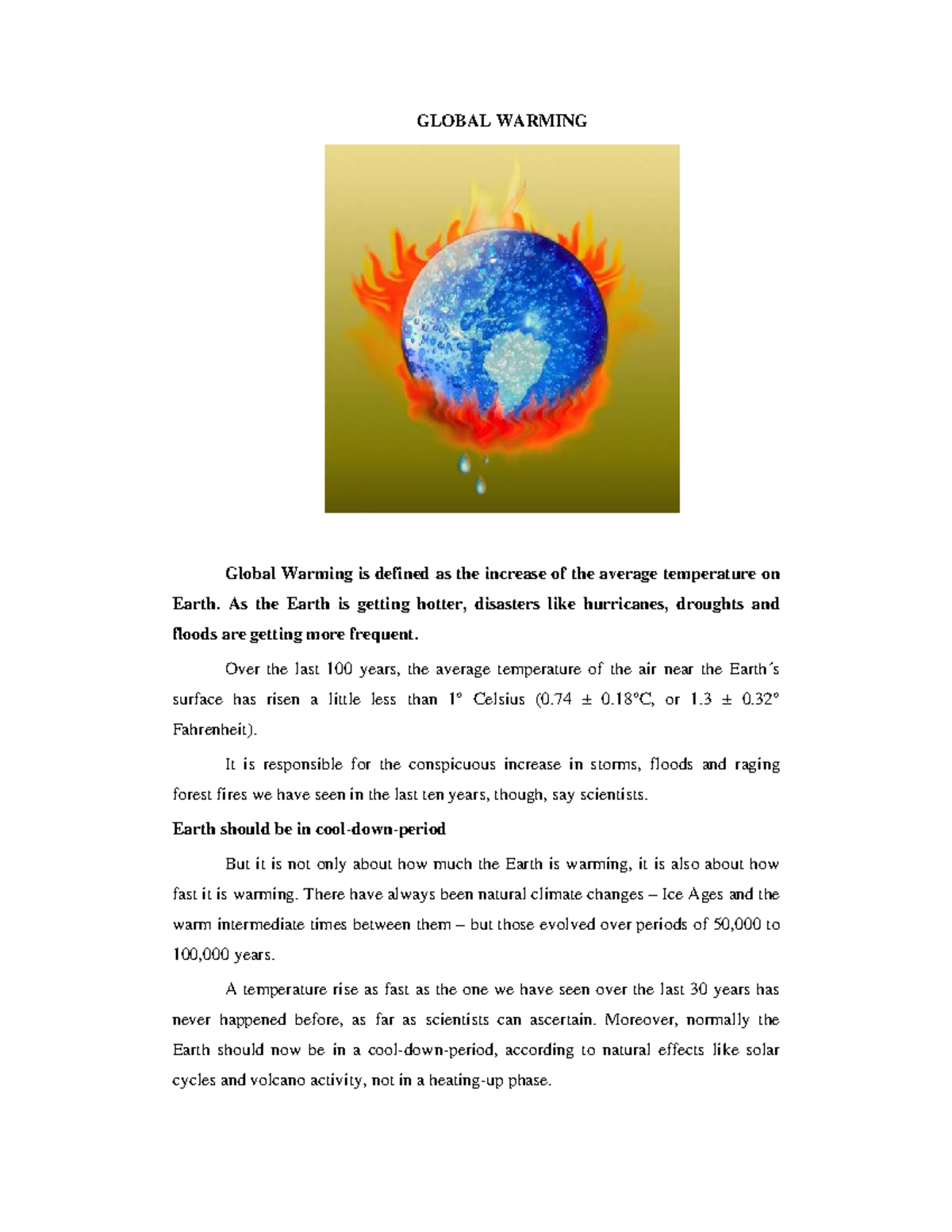 GLOBAL WARMING: Causes, Effects, and Solutions Essay Notes - Studocu