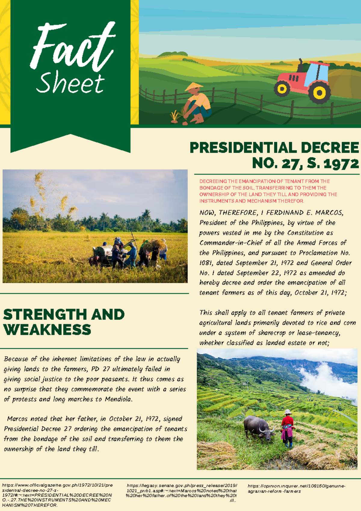 Presidential Decree Noo.27 - PRESIDENTIAL DECREE NO. 27, S. 1972 ...