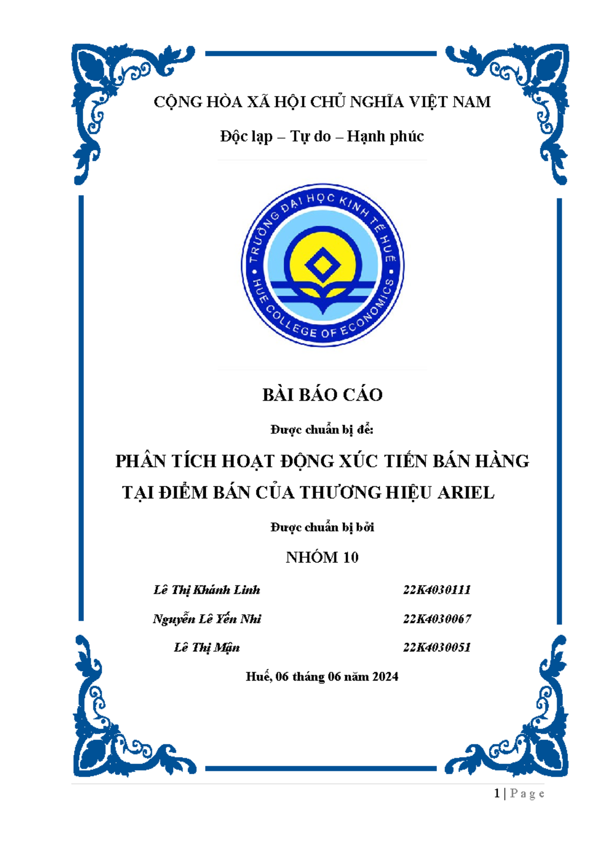 BÁO CÁO PHÂN TÍCH XÚC TIẾN BÁN HÀNG TẠI ĐIỂM BÁN ARIEL - NHÓM 19 - Studocu