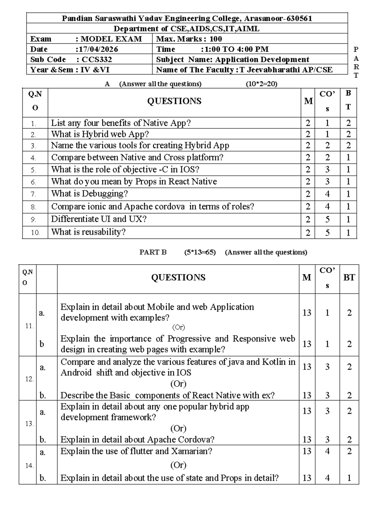 CCS332 Model Exam: Application Development Questions & Answers - Studocu