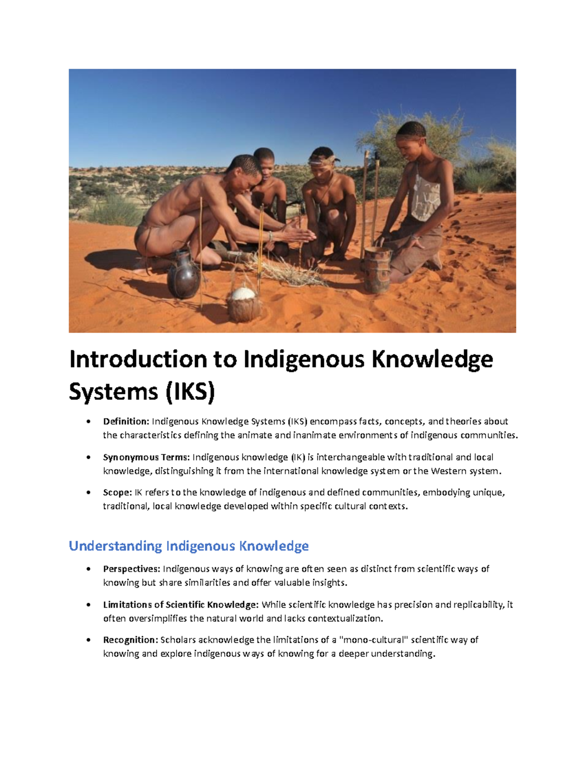 Lesson 1: Understanding Indigenous Knowledge Systems (IKS) in Education - Studocu