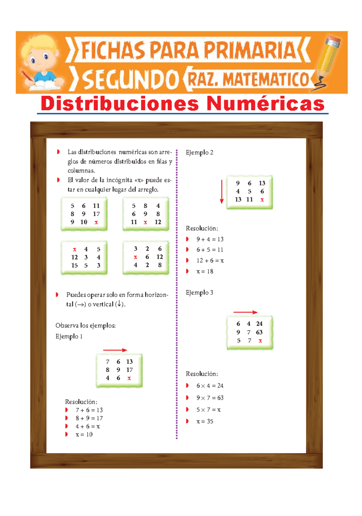 Distribuciones Numéricas para 2° de Primaria - Ejercicios y Ejemplos ...