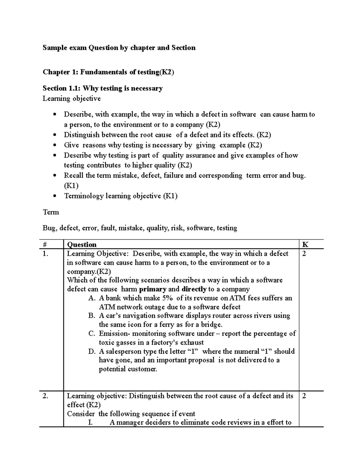 ISTQB Foundation Mock Exam: 200 Sample Questions & Answers - Studocu