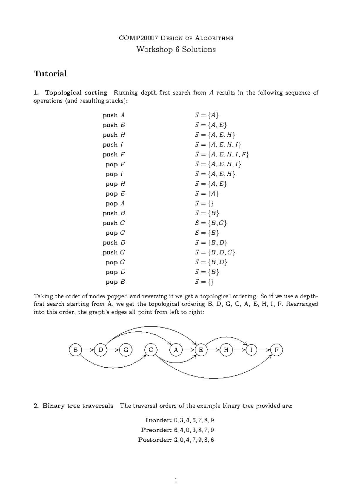 Solutions 6 - COMP20007 Design of Algorithms Workshop 6 Solutions ...