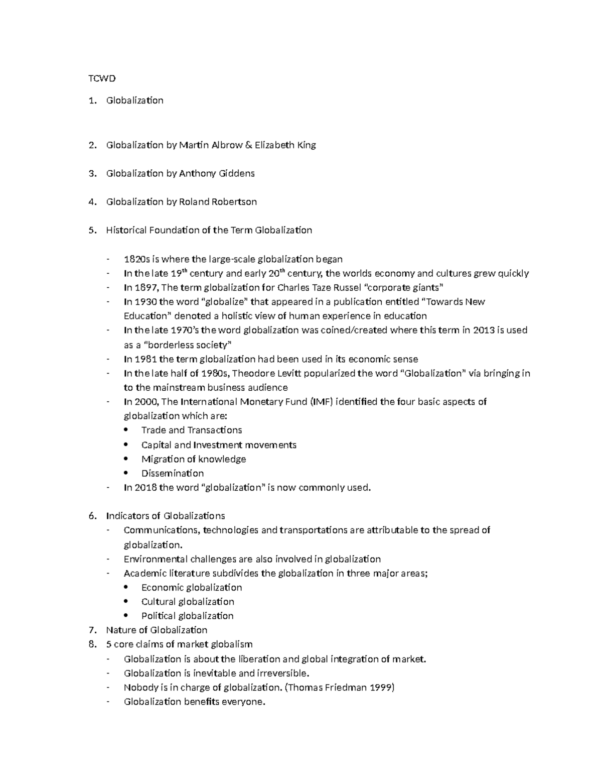 TCWD - Poapap - TCWD Globalization Globalization by Martin Albrow ...