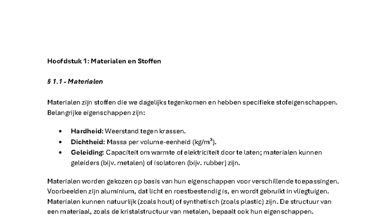 Hoofdstuk 1: Materialen en Stoffen - Scheikunde Samenvatting AI ...