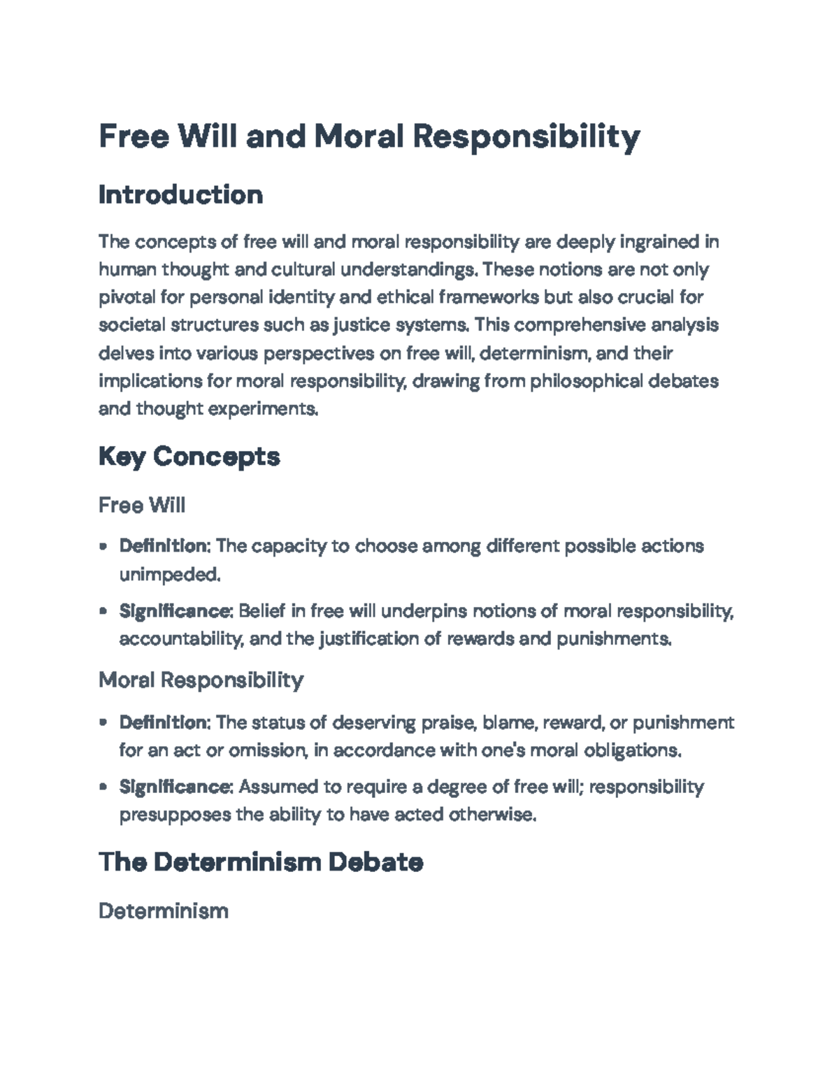 Free Will and Moral Responsibility: A Philosophical Analysis - Free ...