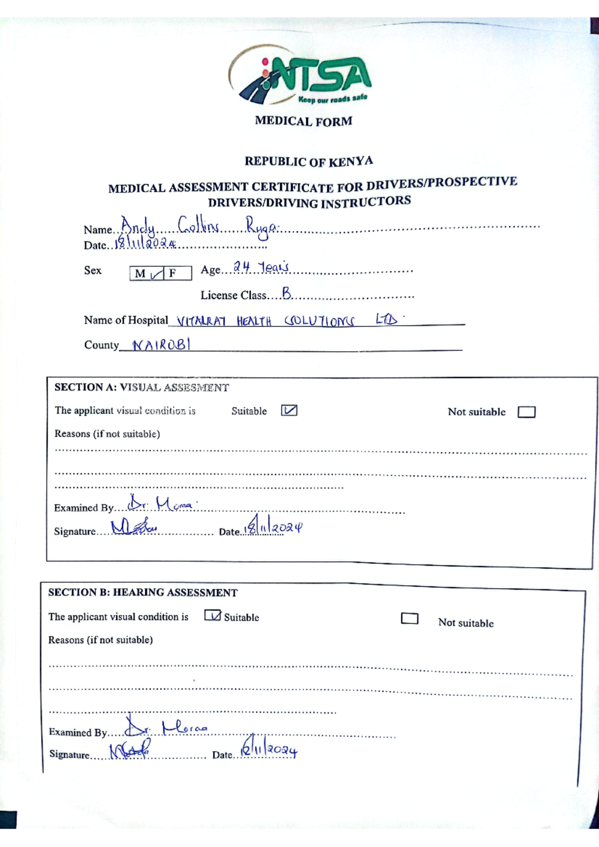 NTSA Medical FORM - transport - NTSA Keep our roads safe MEDICAL FORM ...