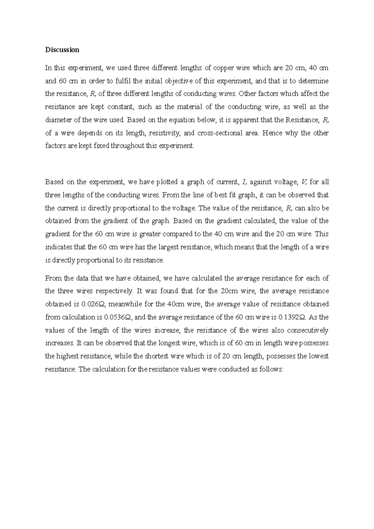 Discussion PHY098 Experiment i - Discussion In this experiment, we used ...