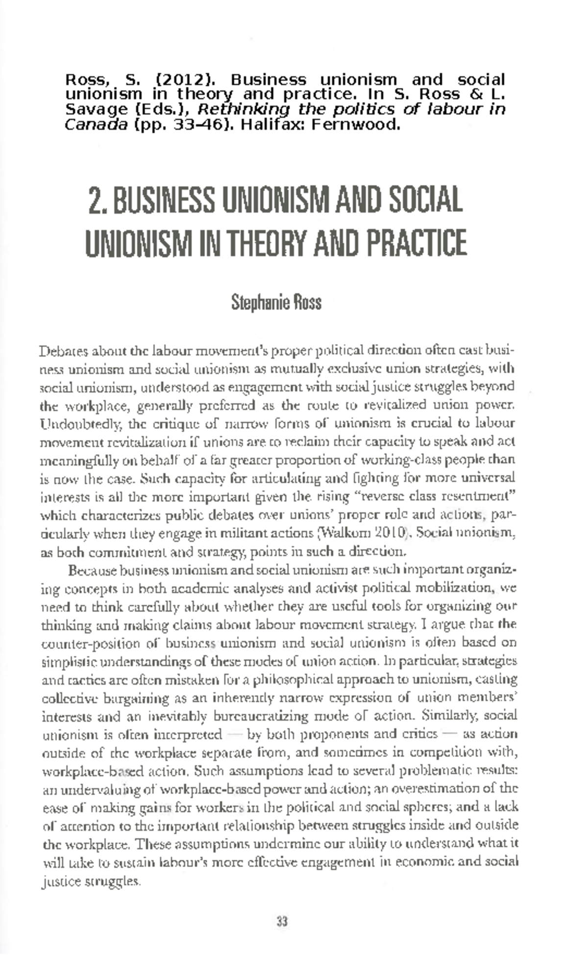 Business Unionism vs. Social Unionism: Theoretical Insights (BUL 101 ...