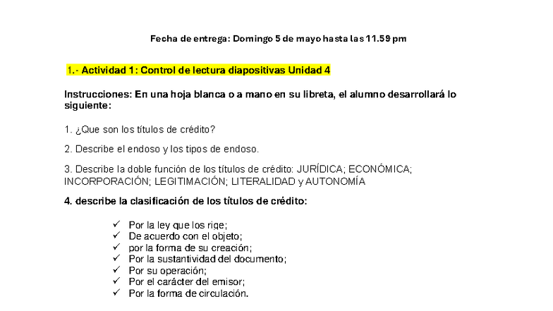 Actividades de Control de Lectura - Unidad 4 y 5 (Semana 4) - Studocu