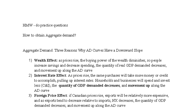 Macro Econ Chapter 10: Understanding Aggregate Demand & Supply - Studocu