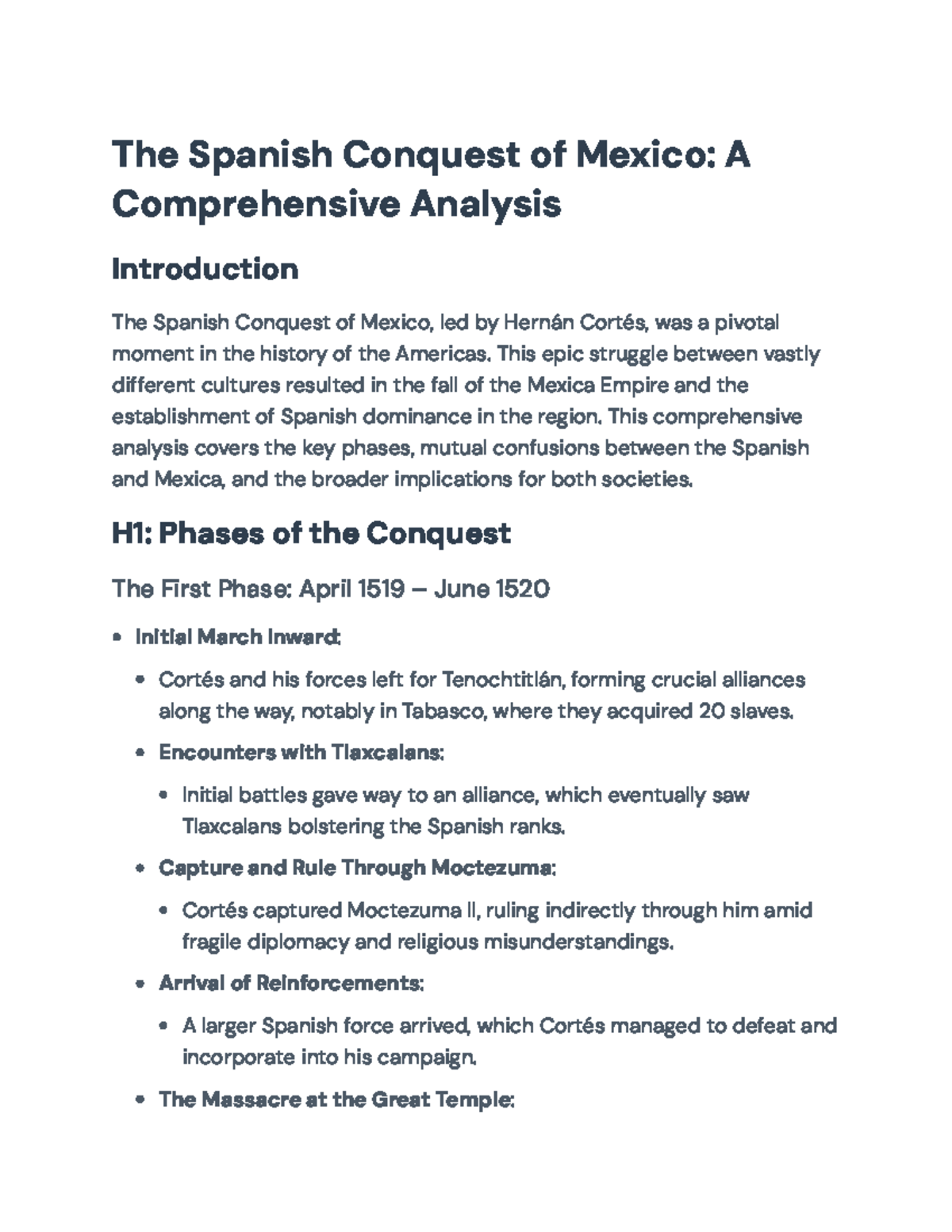The Spanish Conquest of Mexico: Key Phases and Impacts Analysis - The ...