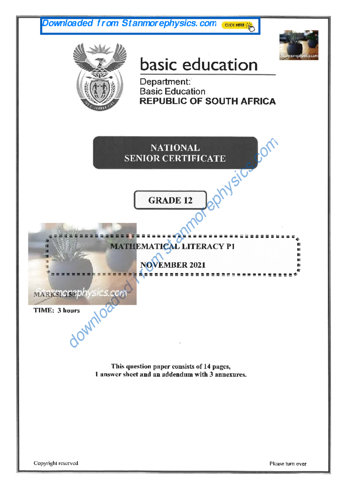 Maths Literacy Grade 12 NSC November 2021 P1 Marking Guidelines - Studocu