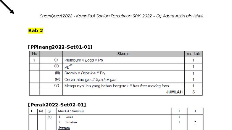 ChemQuest2023 Tingkatan 4 Jawapan Soalan Percubaan SPM - Studocu