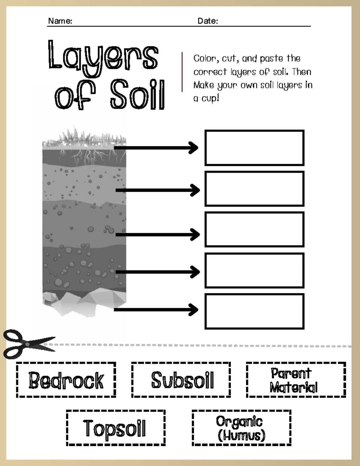 Soil Layers Worksheet & Food Craft Activity - Studocu
