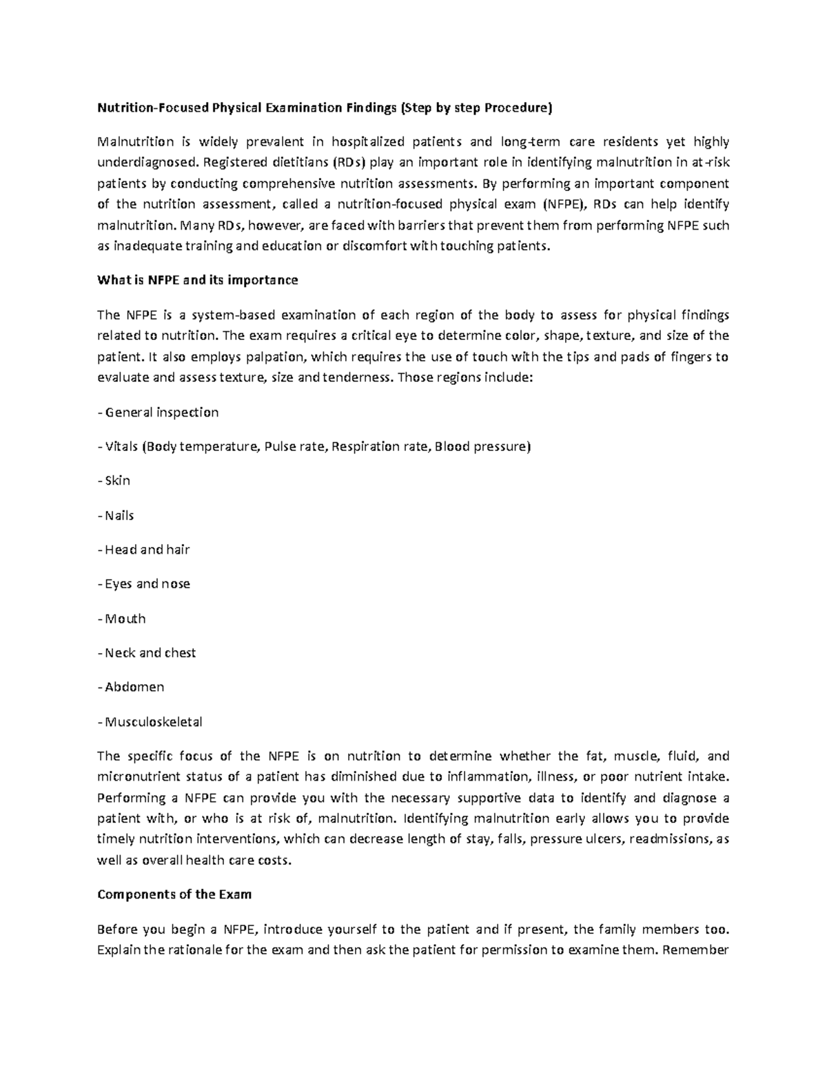 Nutrition-Focused Physical Exam Findings: Step-by-Step Guide for RDs ...