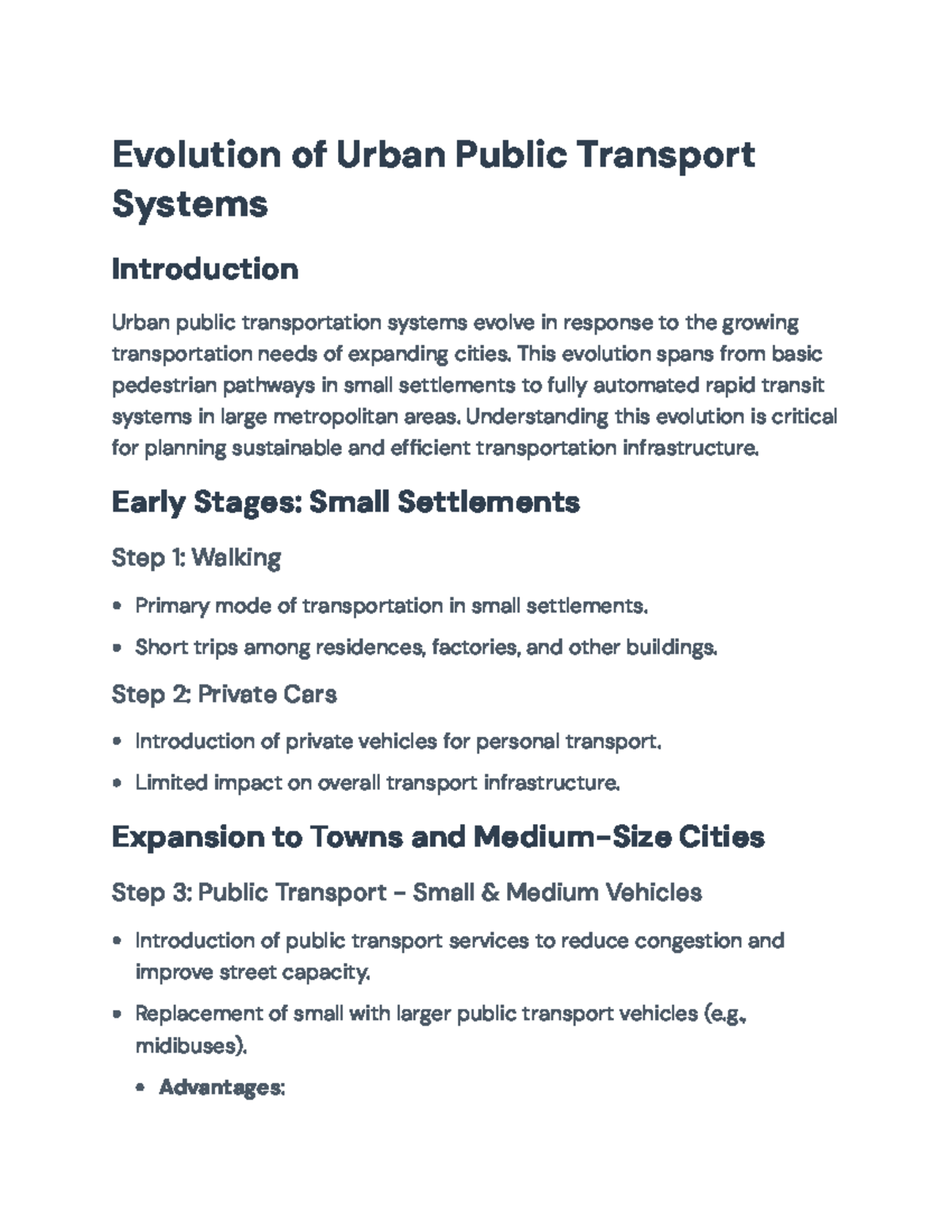 Evolution of Urban Public Transport Systems: A Detailed Study - Studocu