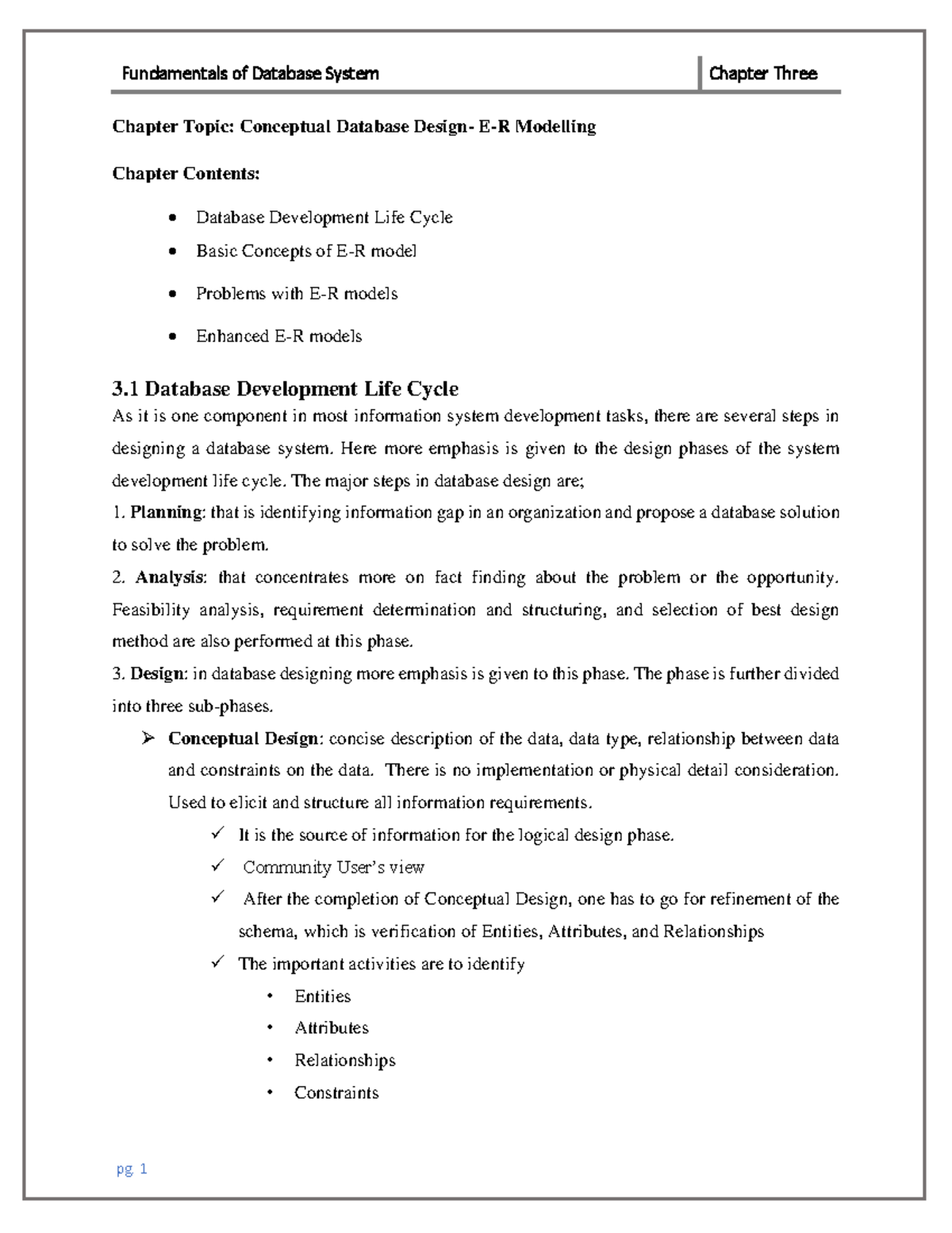 Fundamentals of Database Systems - Chapter 3: E-R Modelling Concepts - Studocu