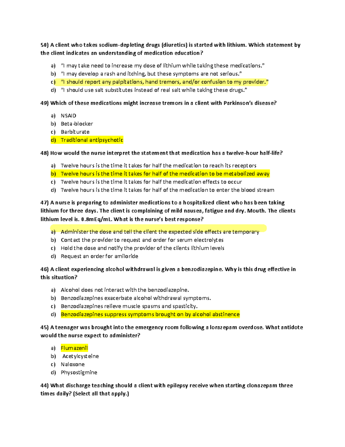 Pharm Exam 1 Study Guide: Key Medication Concepts and Scenarios - Studocu