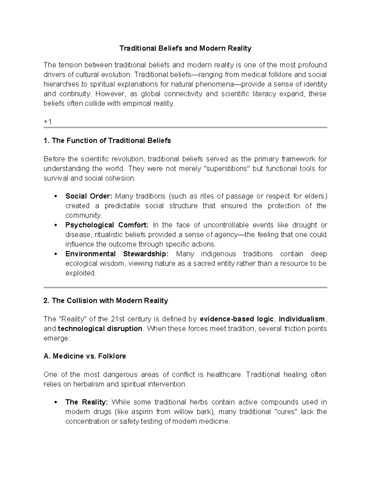 Cultural Evolution: Traditional Beliefs vs. Modern Reality Analysis ...