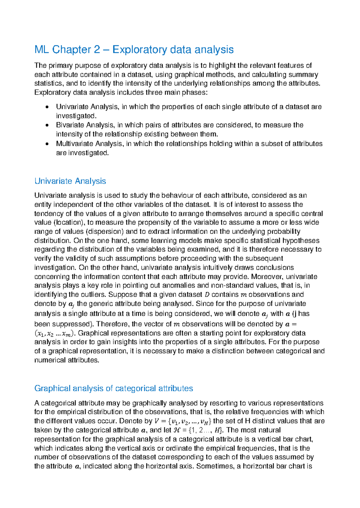 ML Chapter 2 - Exploratory Data Analysis Techniques and Insights - Studocu